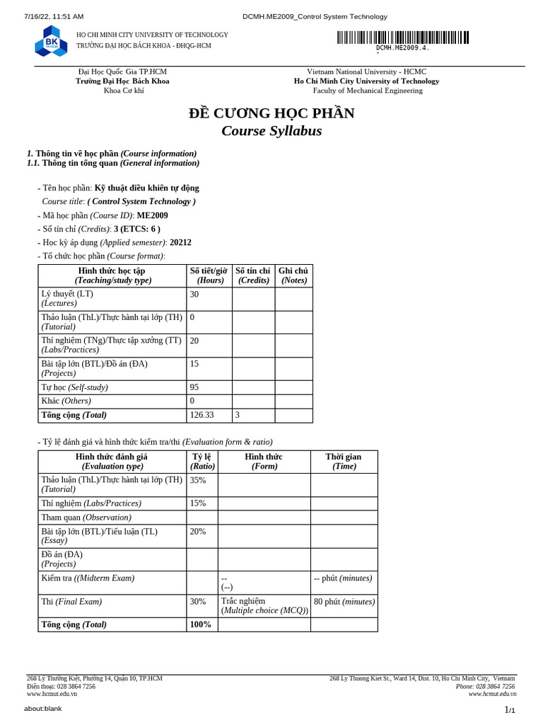 DCMH - Me2009 - Control System Technology | PDF