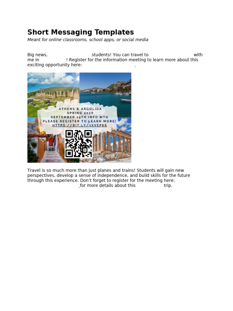 Social Media and Short Message Templates | PDF