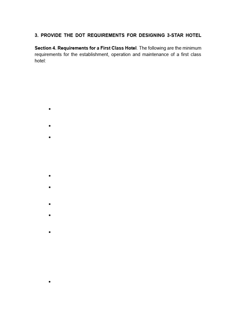 Provide The Dot Requirements For Designing 3-Star Hotel | PDF