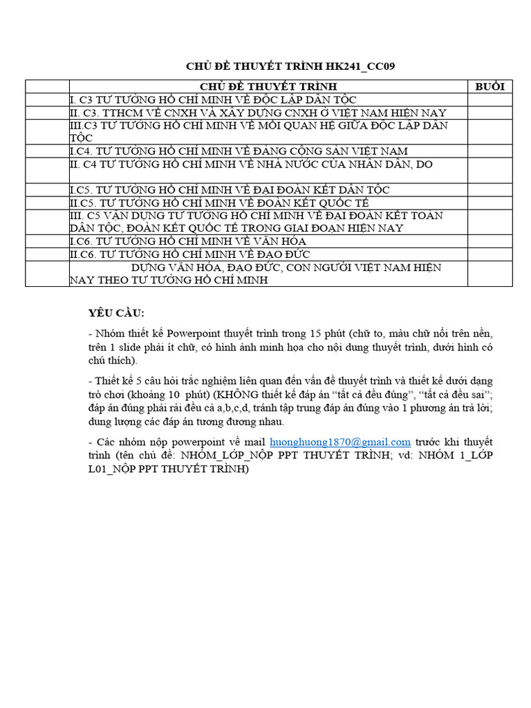 Chủ Đề Thuyết Trình - cc09 | PDF