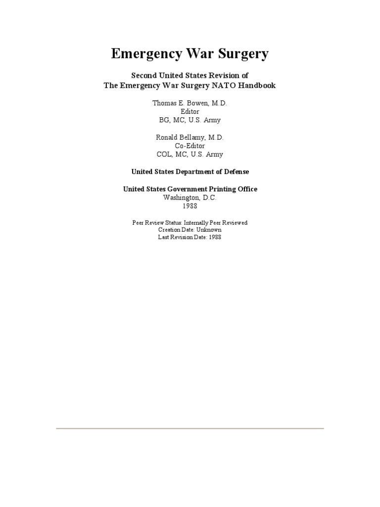 Emergency War Surgery Nato Handbook | PDF | Emergency Department | Surgery