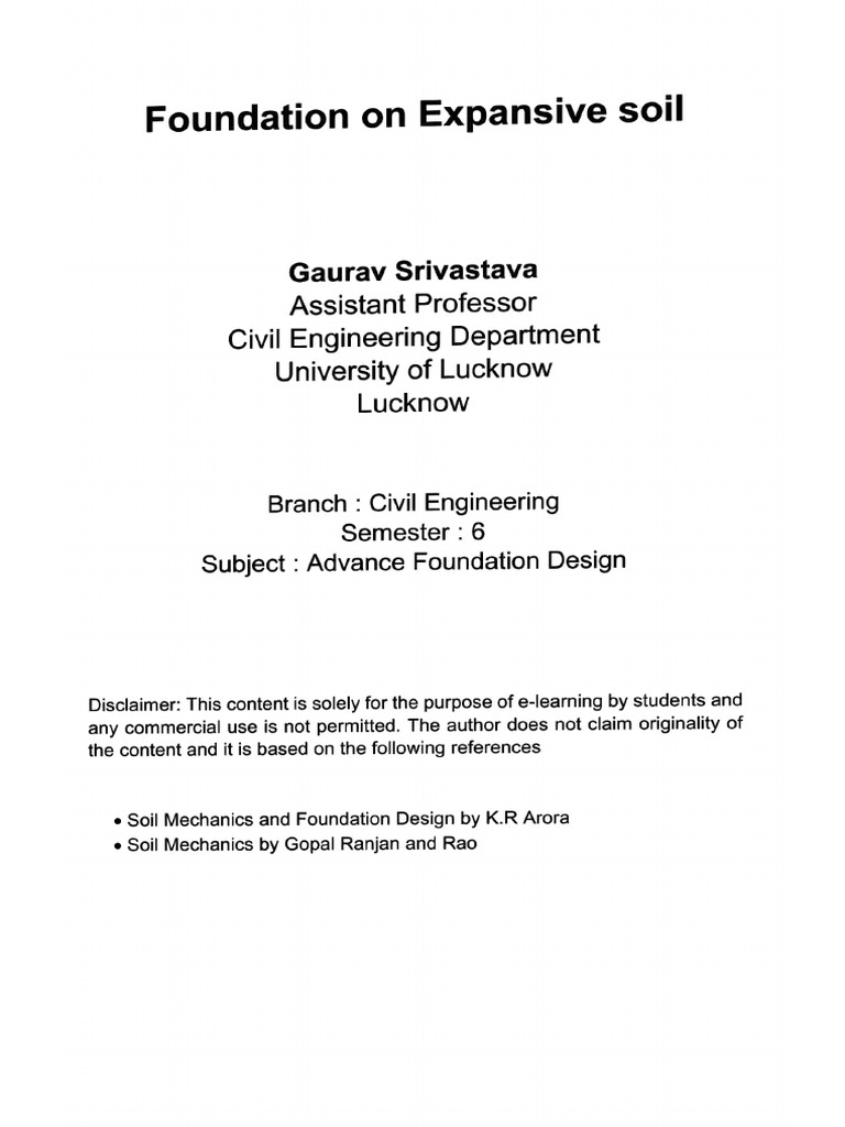 Foundation On Expansive Soil | PDF