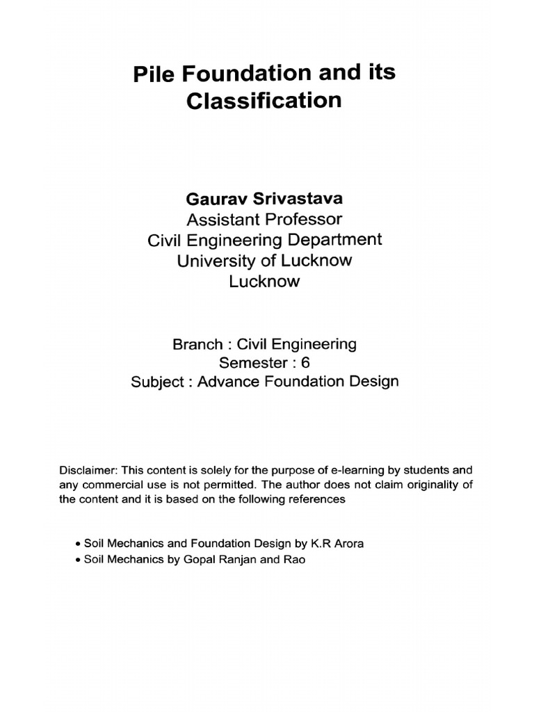 pile foundation and its classification | PDF