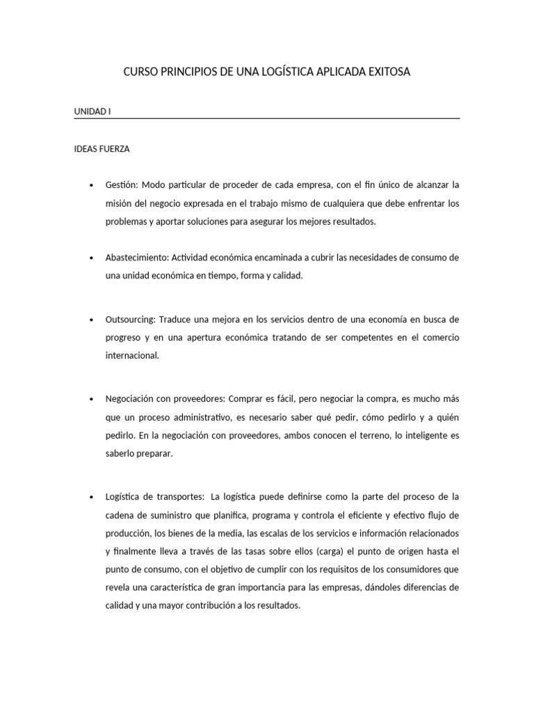 Curso Principios de Una Logística Aplicada Exitosa | PDF