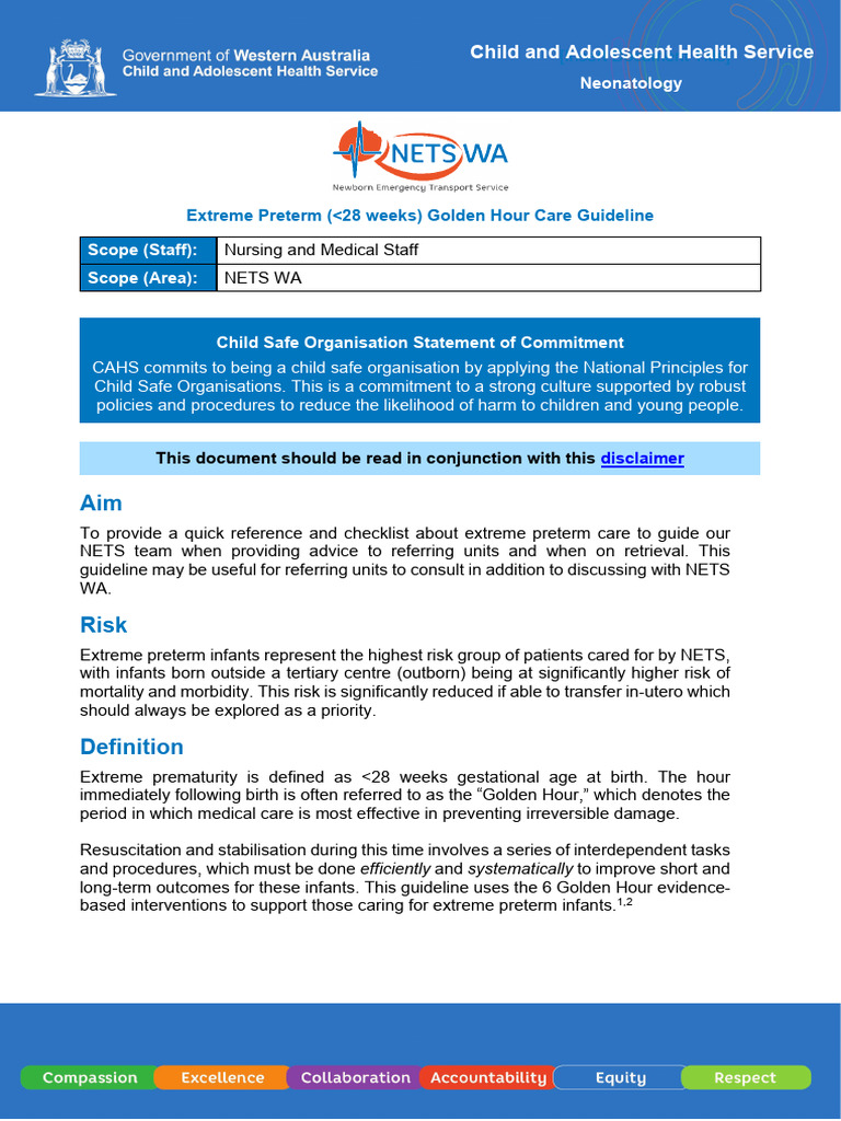 Extreme Preterm Golden Hour | PDF