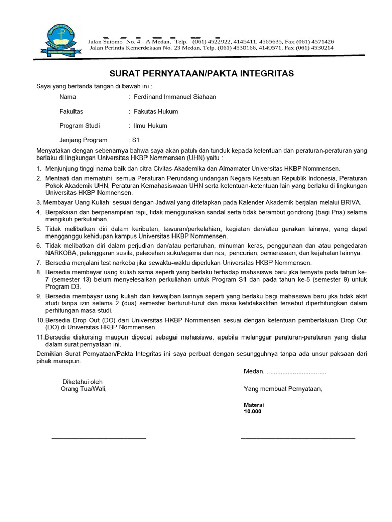 Pakta-Integritas | PDF