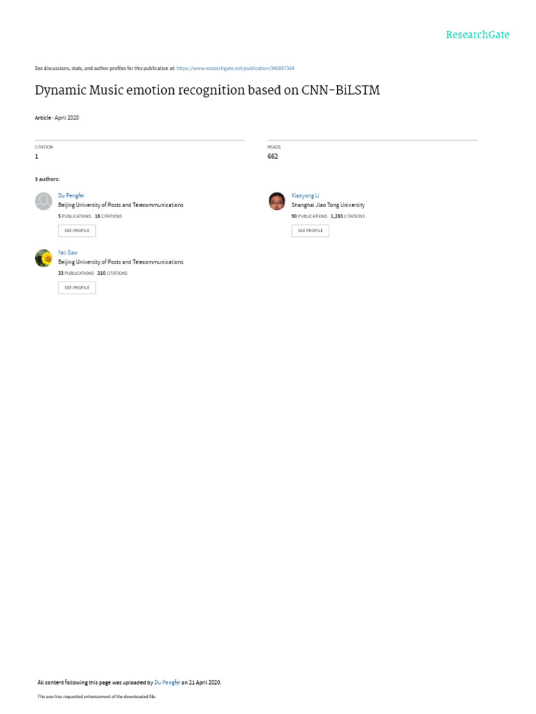 Dynamic Music Emotion Recognition Based On | PDF