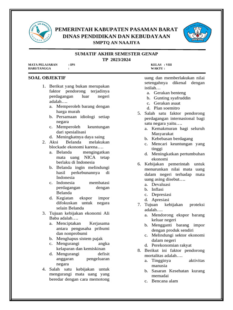 Kebijakan Gunting Syafruddin dan Tujuannya | PDF