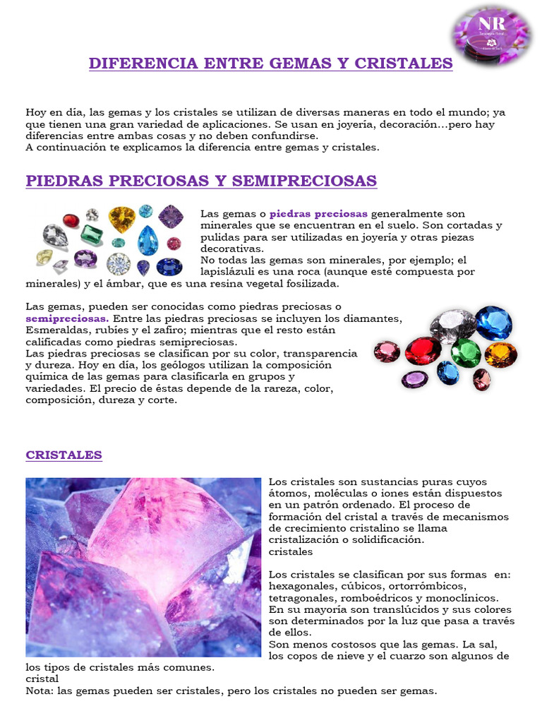 Diferencia Entre Gemas y Cristales | PDF | Piedra preciosa | Ciencia y matemática