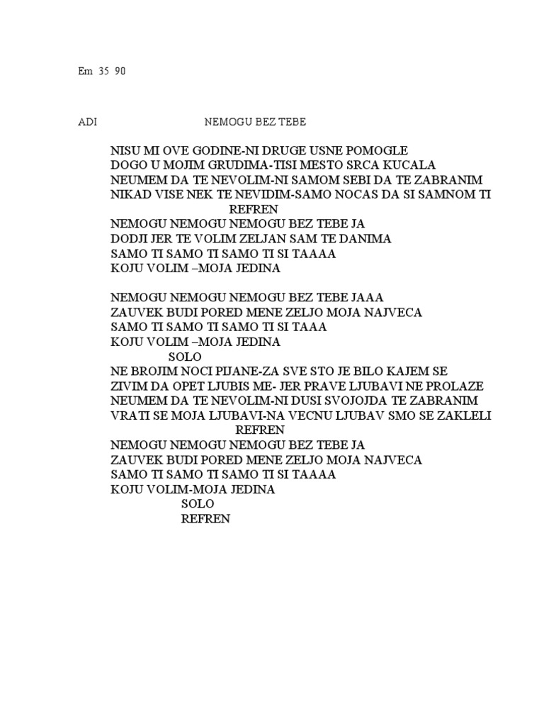 Adi-Nemogu Bez Tebe | PDF