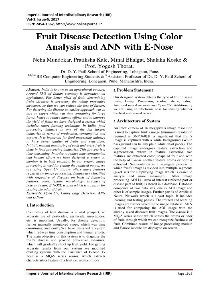 Fruit Disease Detection Using Color Anal | PDF
