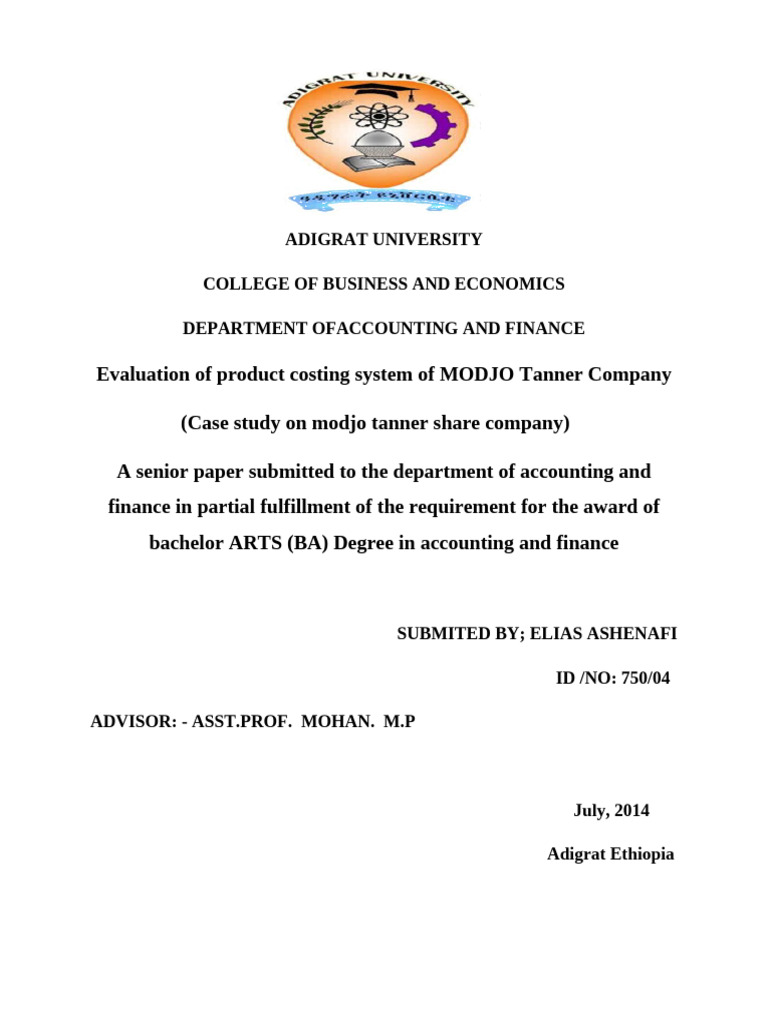Adigrat University College of Business and Economics Department ...