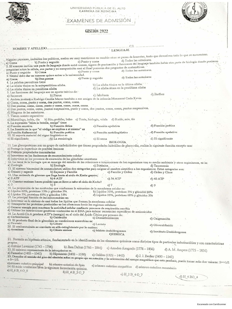 Examen Upea 2022 | PDF