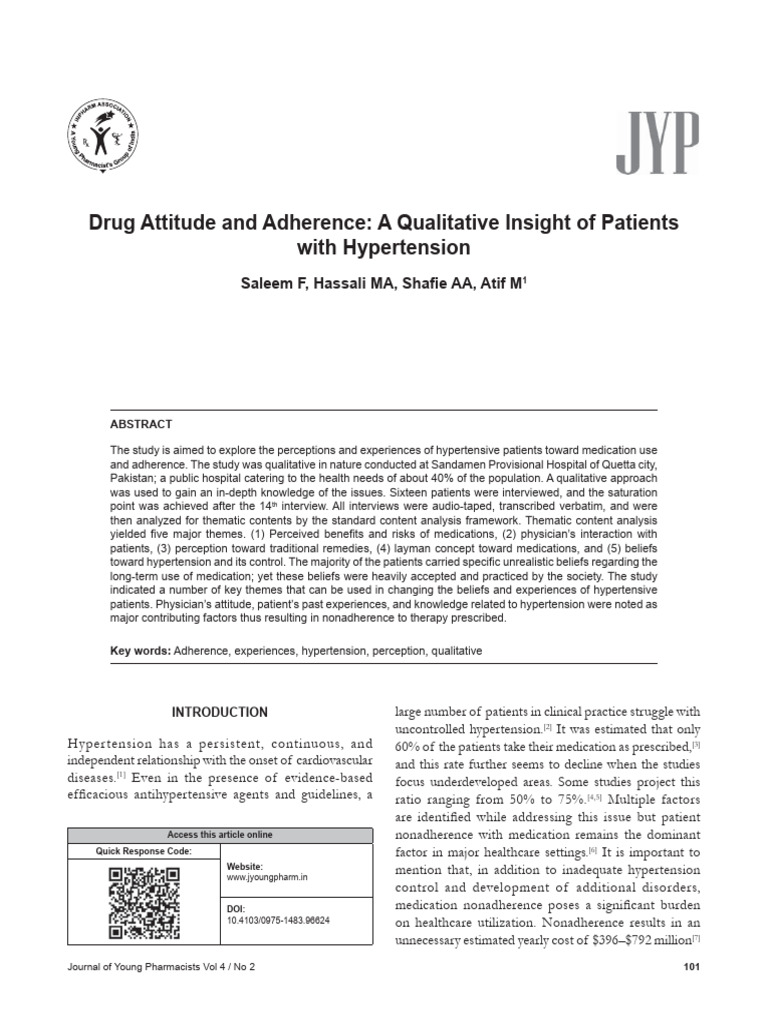 Drug Attitude and Adherence A Qualitative Insight | PDF