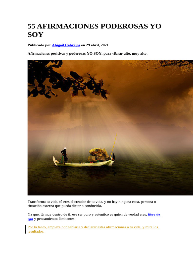 55 Afirmaciones Poderosas Yo Soy | PDF