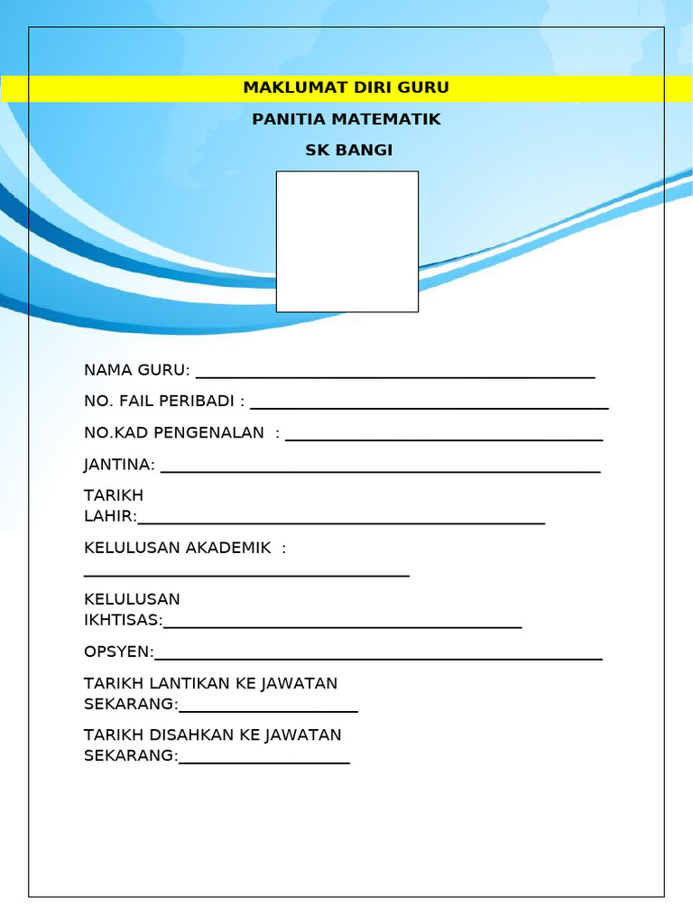 Borang Maklumat Guru | PDF