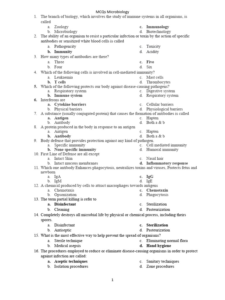 Microbiology MCQS | PDF