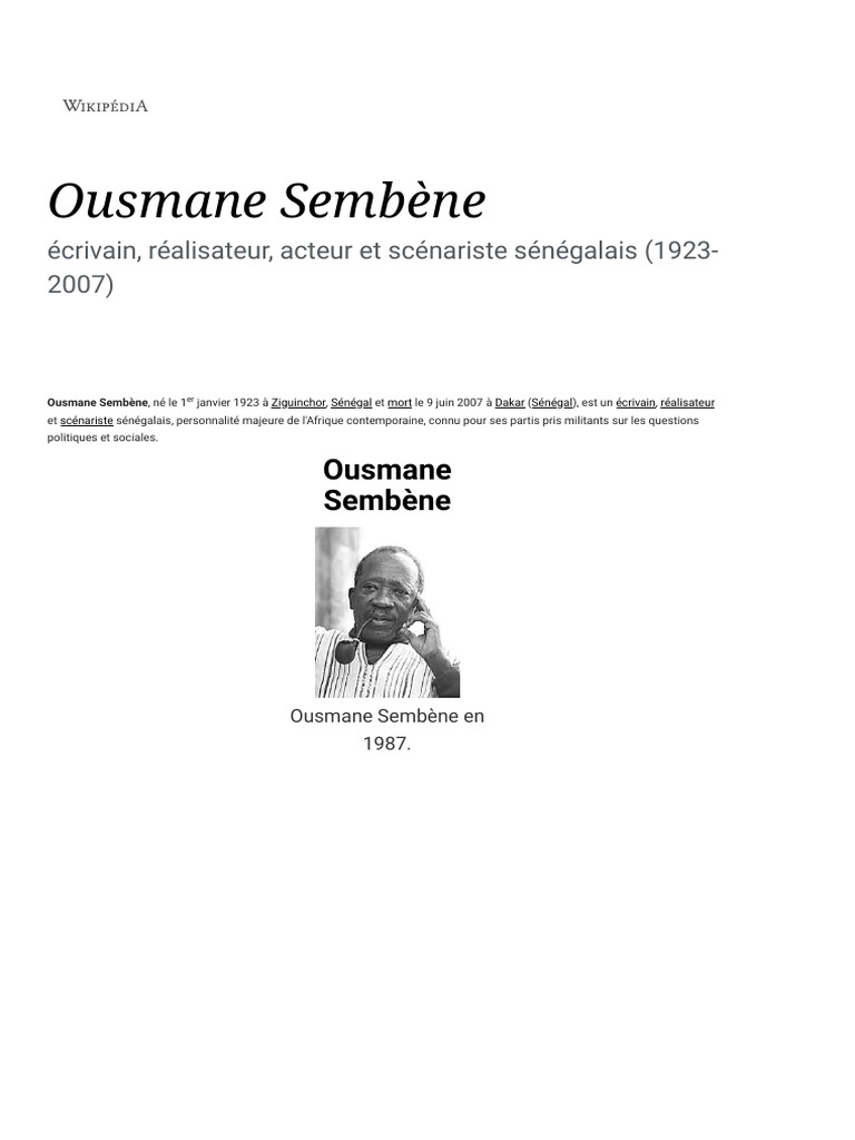 Ousmane Sembène - Wikipédia | PDF
