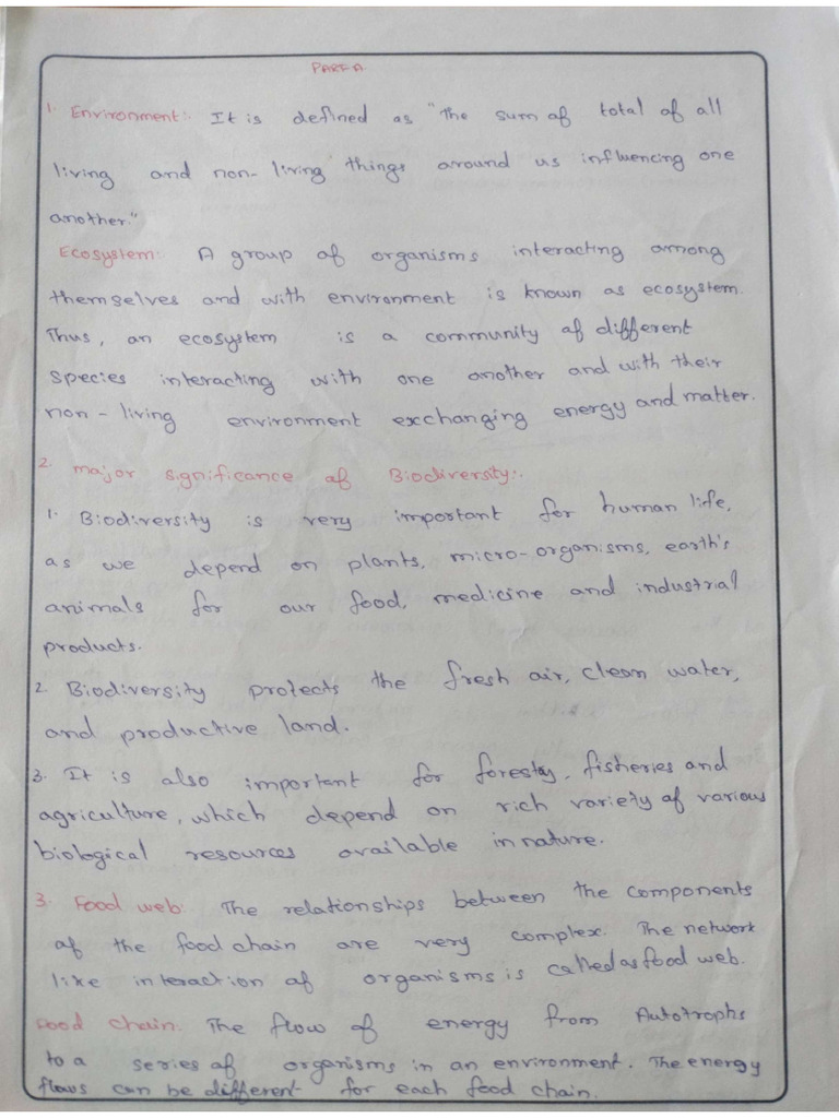 ESS 2marks With Answer Handwritten Notes | PDF