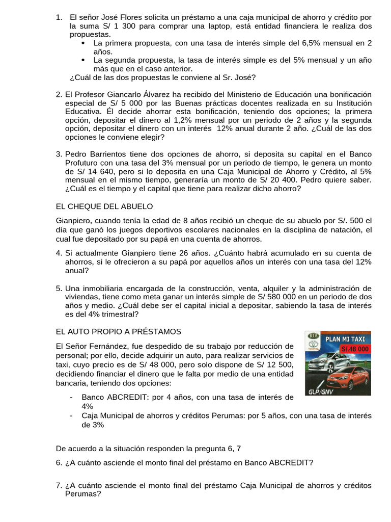 Practica Interes Simple | PDF