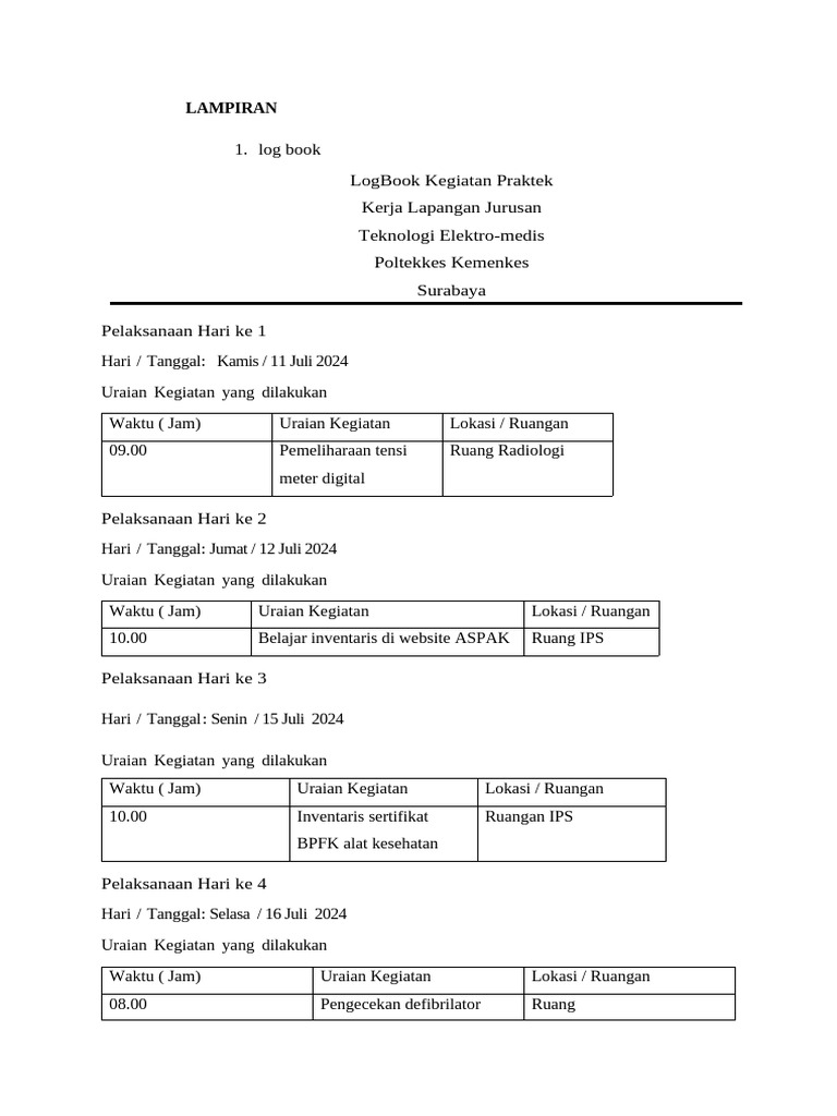 Log Book (Inka) | PDF