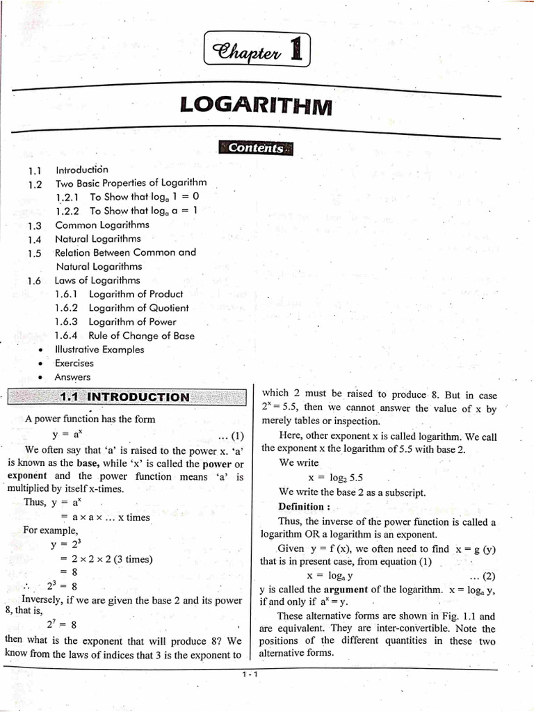 Maths chp1 Logarithm | PDF