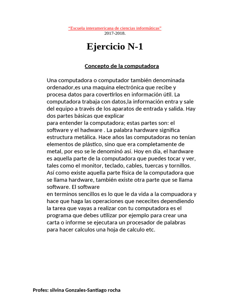 Ejercicio de Compu | PDF