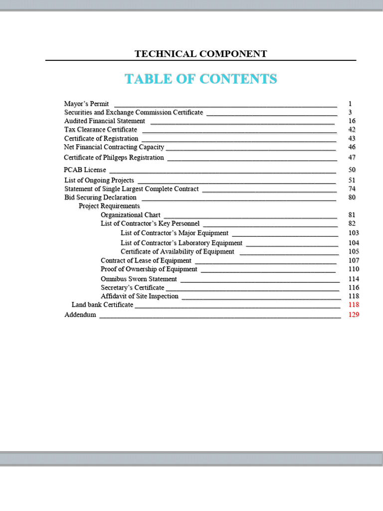 Table of Contents DPWH | PDF