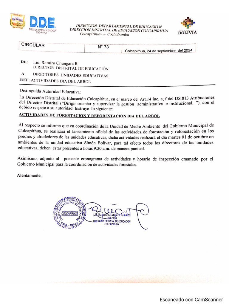 Circular #732024 Actividades Dia de Arbol | PDF