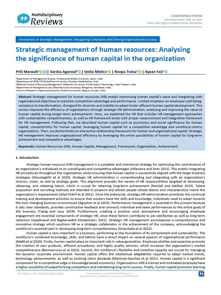 Strategic Management of Human Resources Analysing | PDF | Human Capital ...