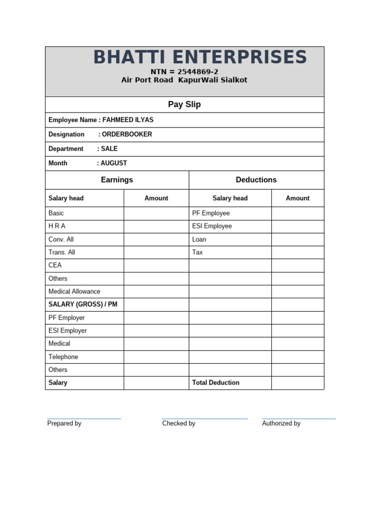 Salary Slip Word | PDF | Finance & Money Management