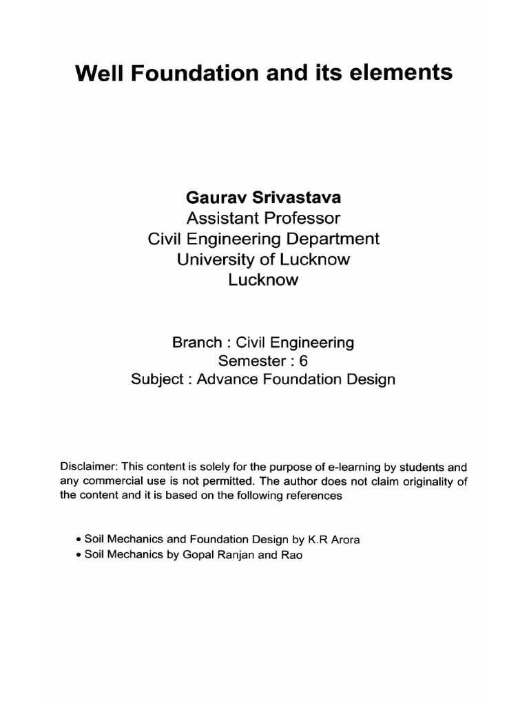 Well Foundation and Itselements | PDF