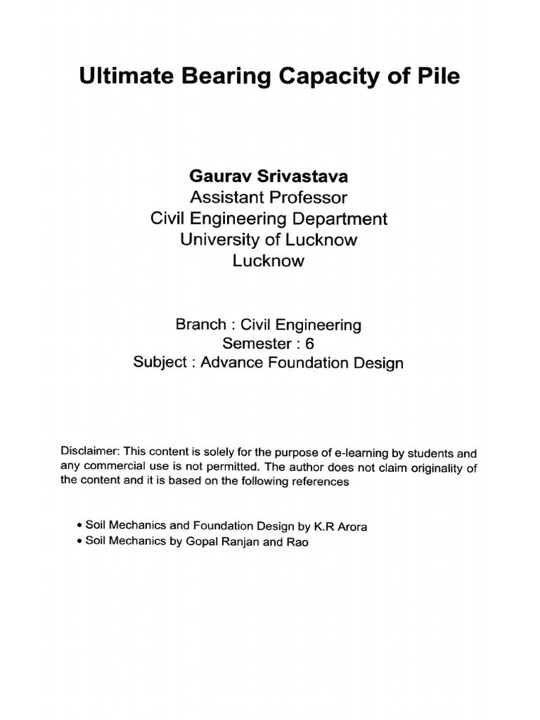 ultimate bearing capacity of pile | PDF