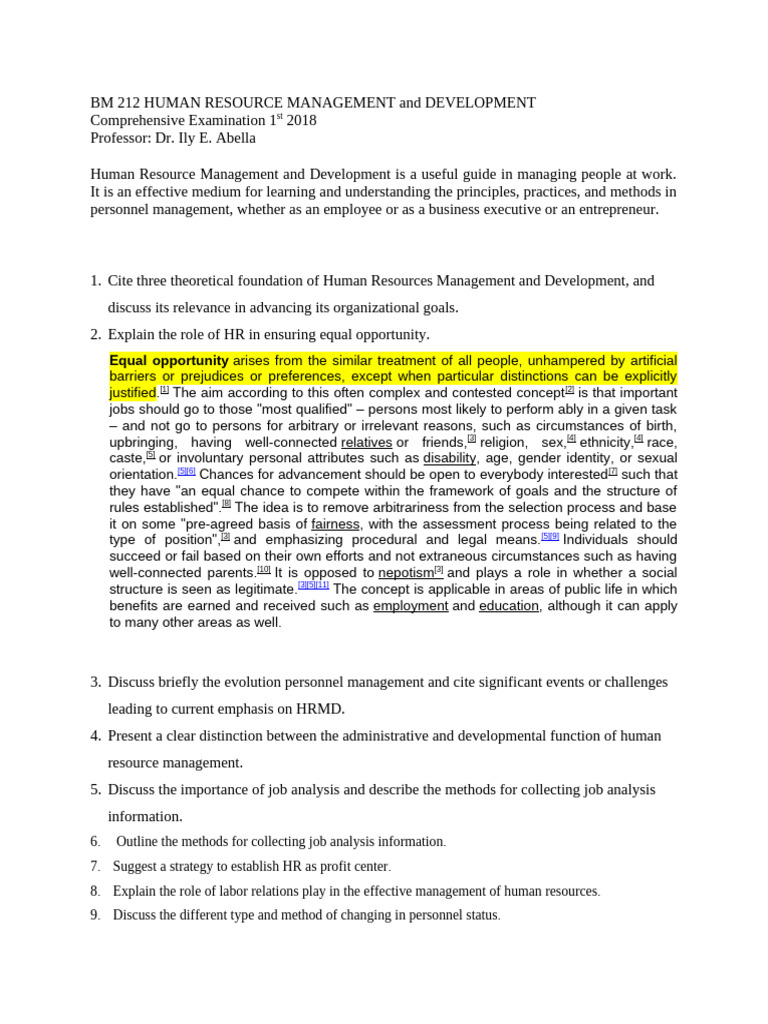 HUMAN RESOURCE MANAGEMENT and DEVELOPMENT | PDF