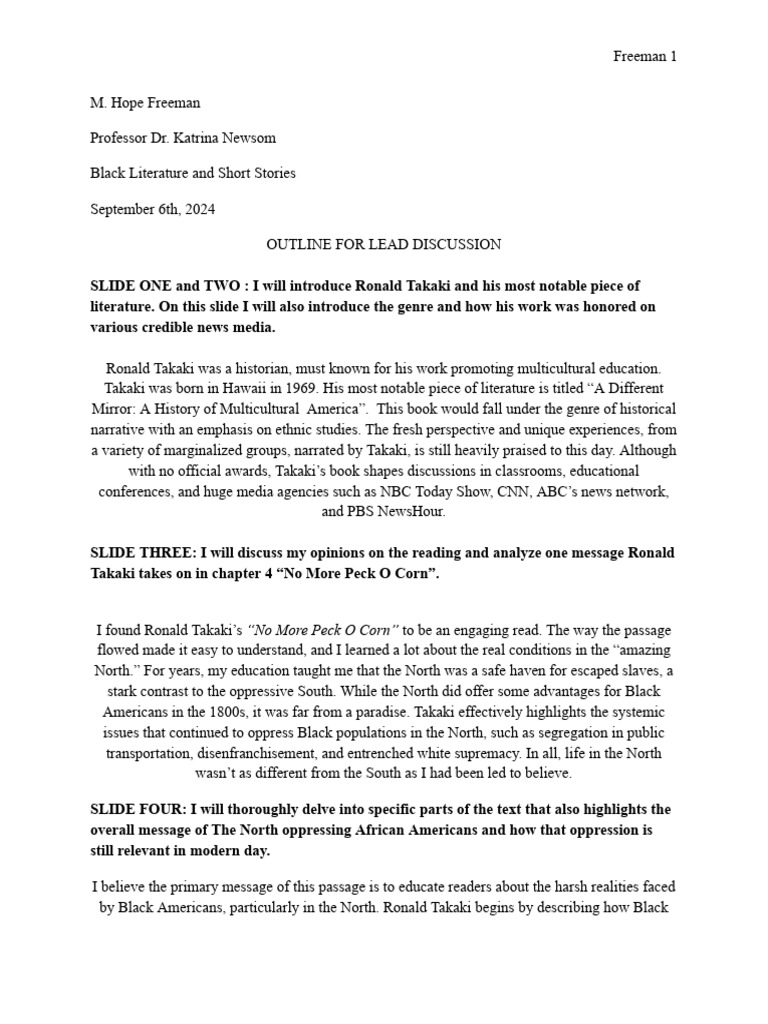 Outline For Lead Discussion . | PDF