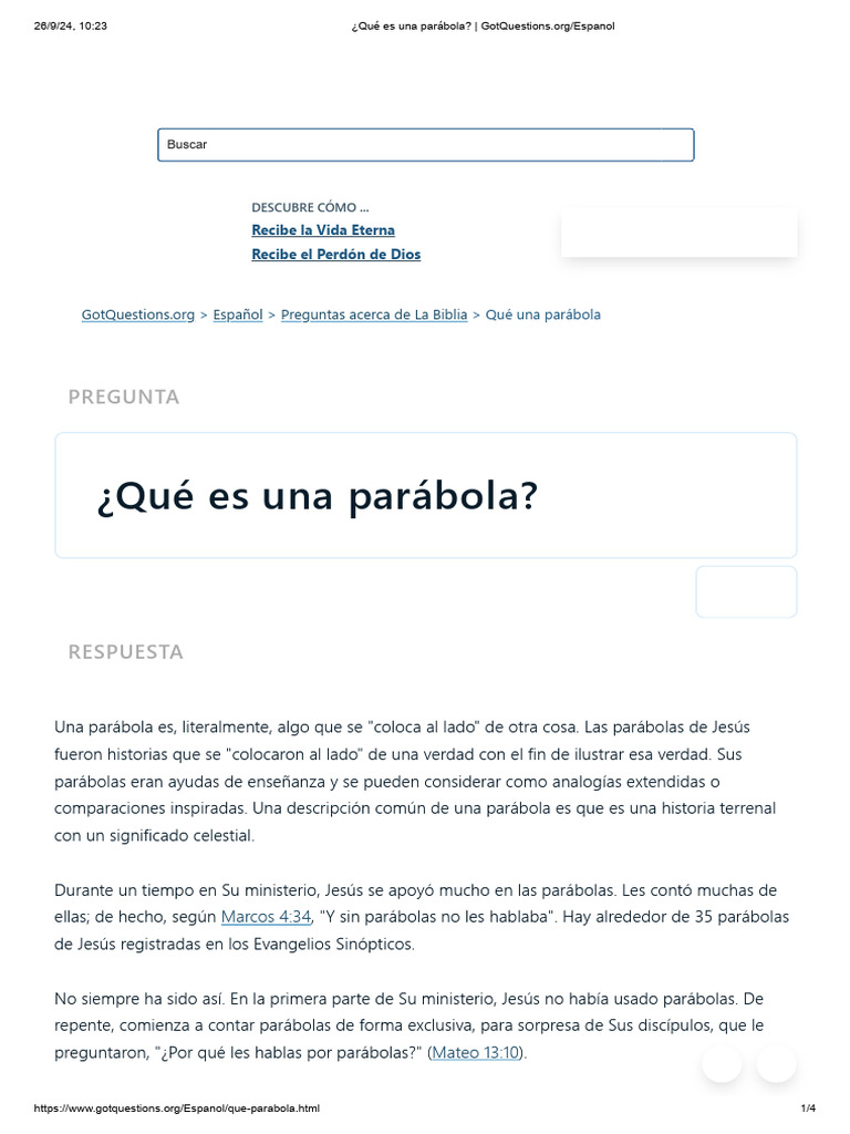 ¿Qué Es Una Parábola - GotQuestions - Org - Espanol | PDF