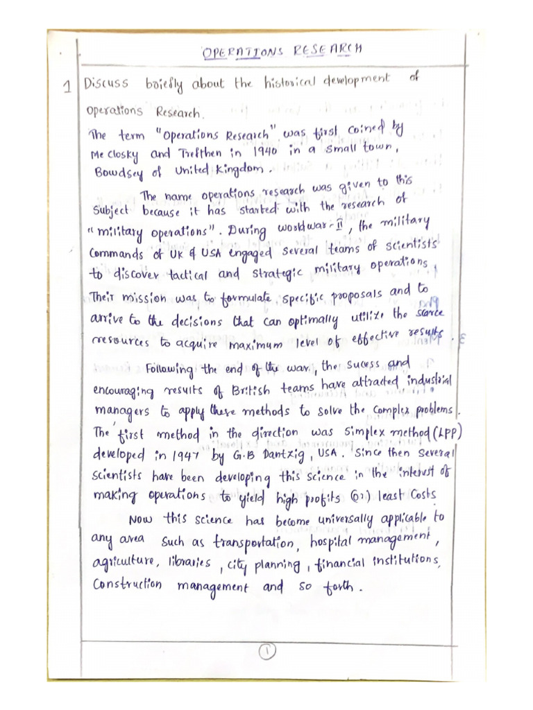 UNIT I Operations Research - Theory Q&A | PDF