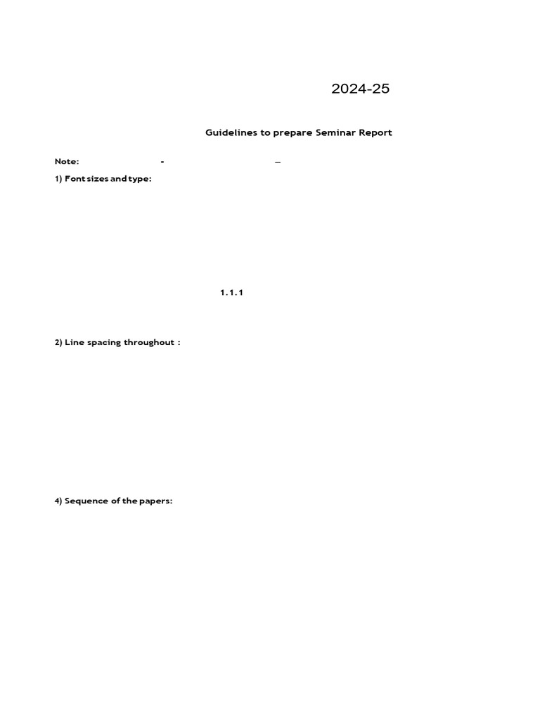 Guidelines To Prepare Seminar Report - To Be Followed | PDF ...
