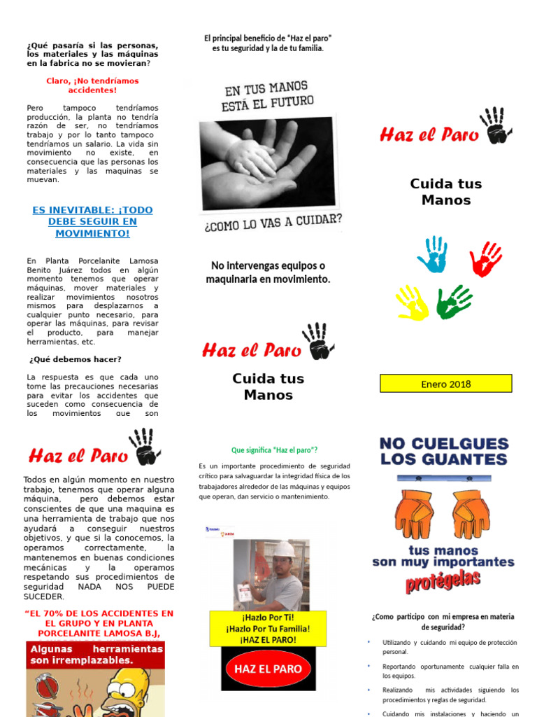 Triptico Haz El Paro, Cuida Tus Manos | PDF