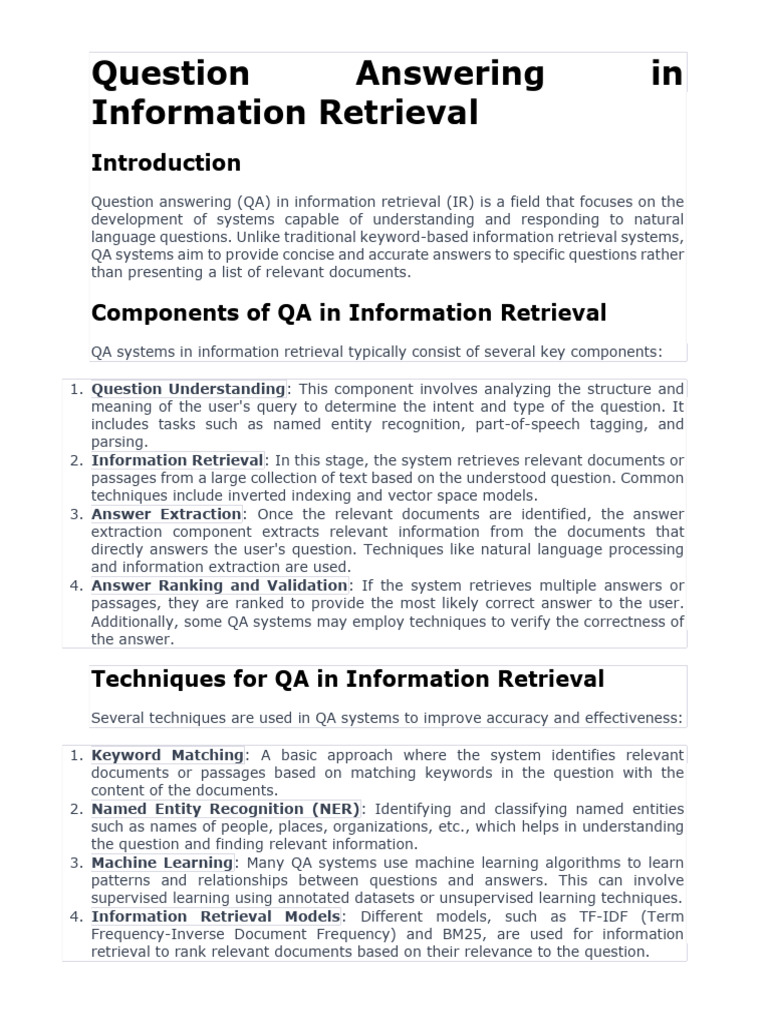 (IR) QA in IR | PDF