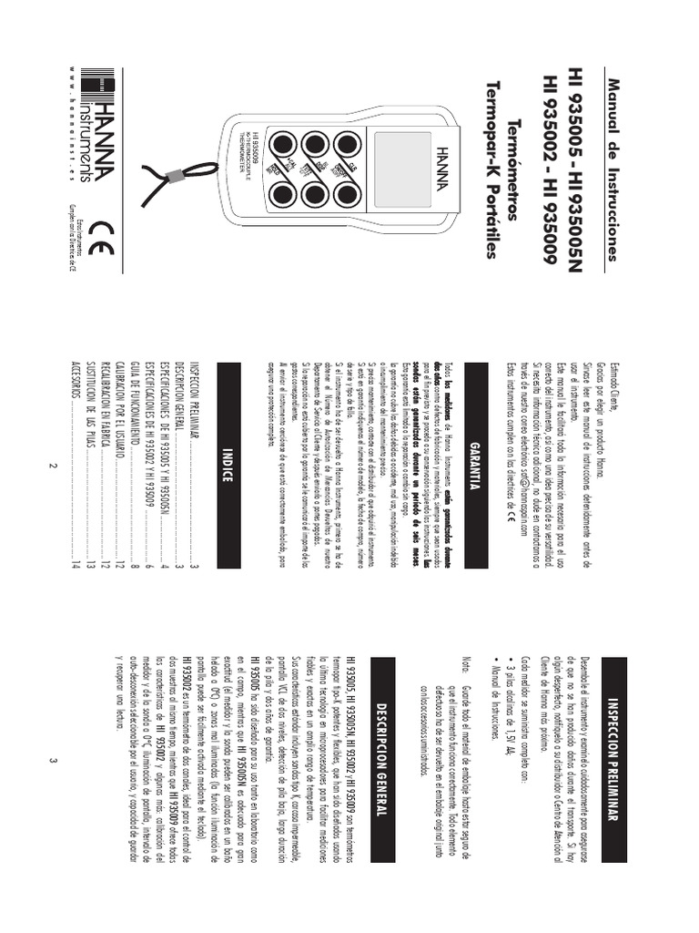 MANUAL - Termómetro con termocupla | PDF