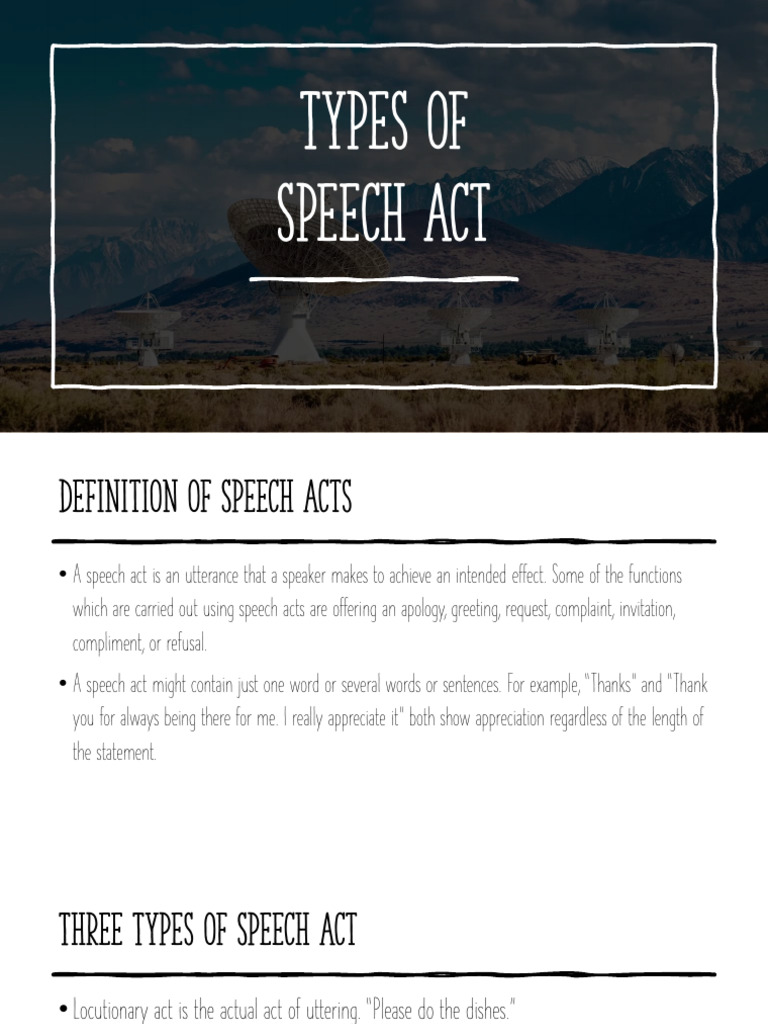 Types of Speech Acts | PDF
