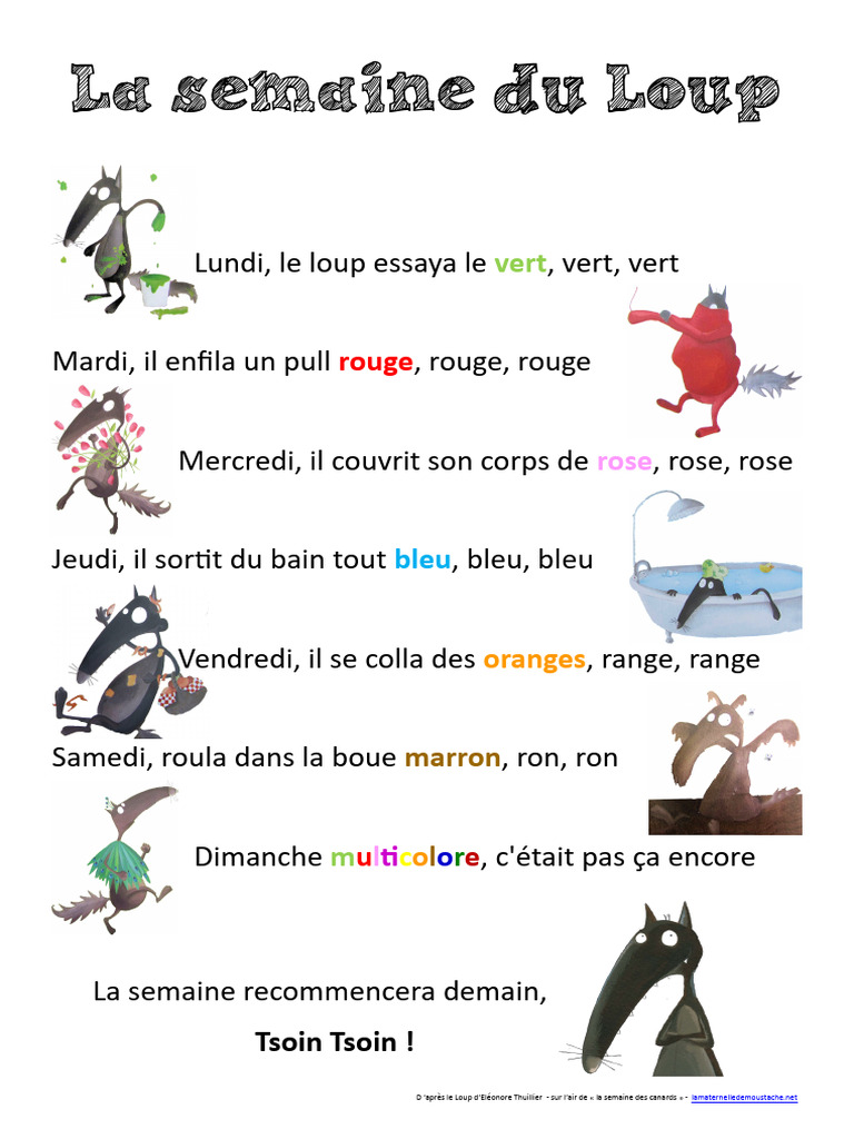 Semaine Du Loup Semaine Canards Couleurs | PDF