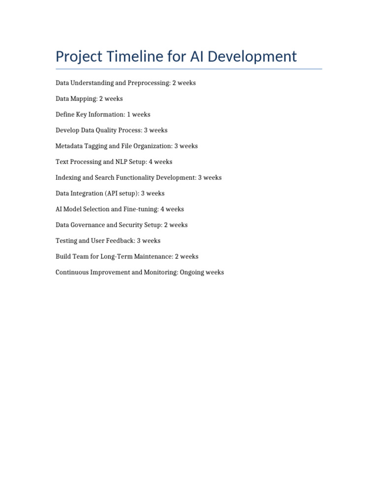 Ai Project Timeline With Roadmap | PDF