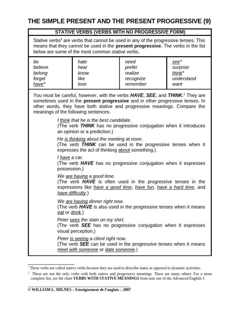 Exercises Stative Verbs Pdf