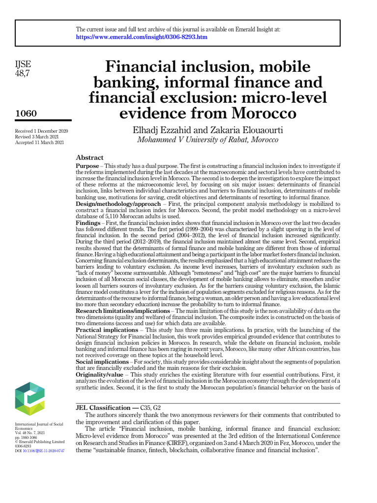 Financial Inclusion, Mobile Banking, Informal Finance and Financial ...