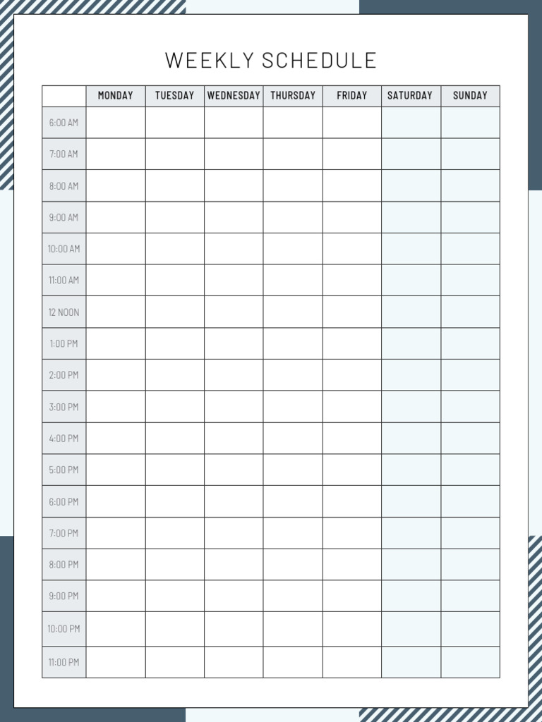 Blue and White Weekly Schedule Panner Document | PDF