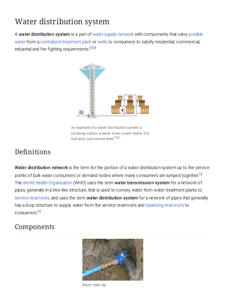 Water Distribution System - Wikipedia | PDF