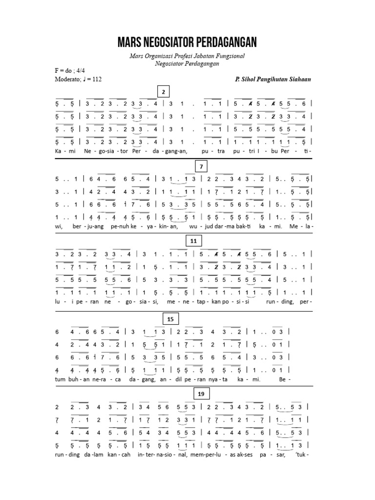 Mars JFNP SATB (Not Angka) - Ver.3 | PDF