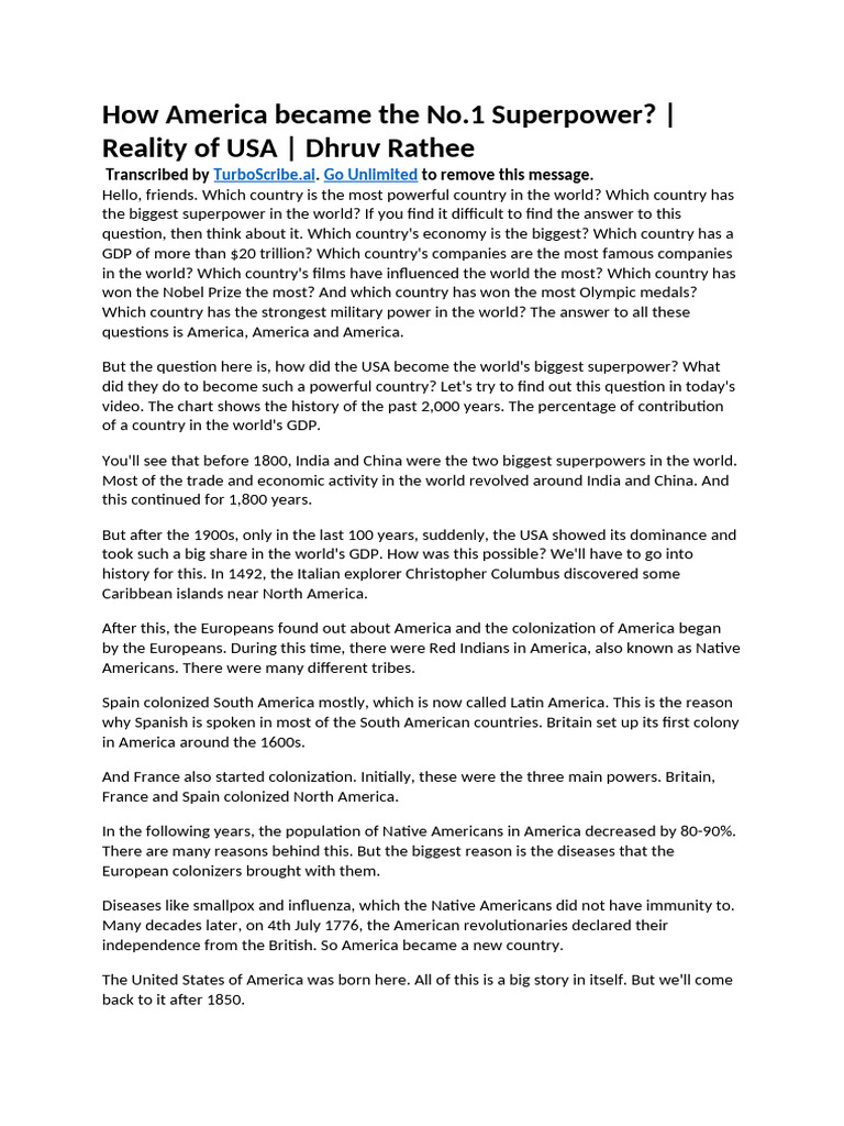 How America Became The No.1 Superpower | PDF | The United States | Politics